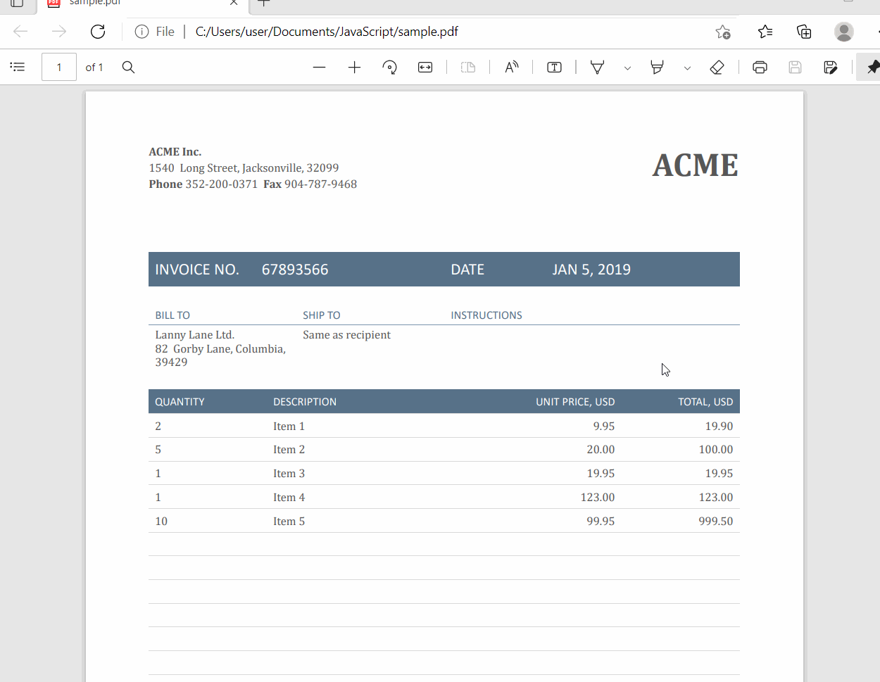 Extract Table With Text From PDF Node js In JavaScript Using PDF co